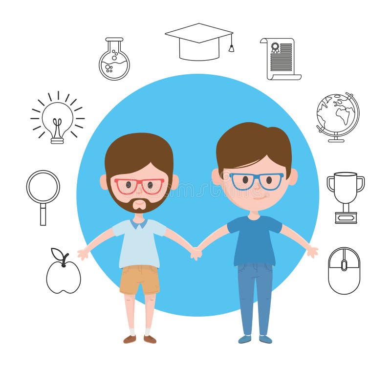 Avatar Men and Learning Online Concept Vector Design Stock Vector ...