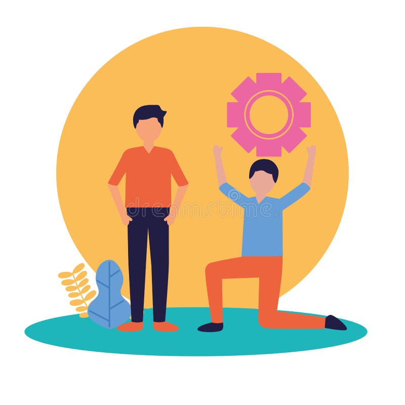 Avatar Men with Teamwork Icon Vector Design Stock Illustration ...
