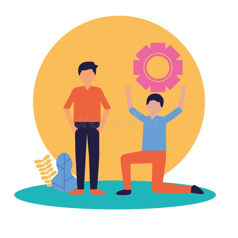 Avatar Men with Teamwork Icon Vector Design Stock Illustration ...