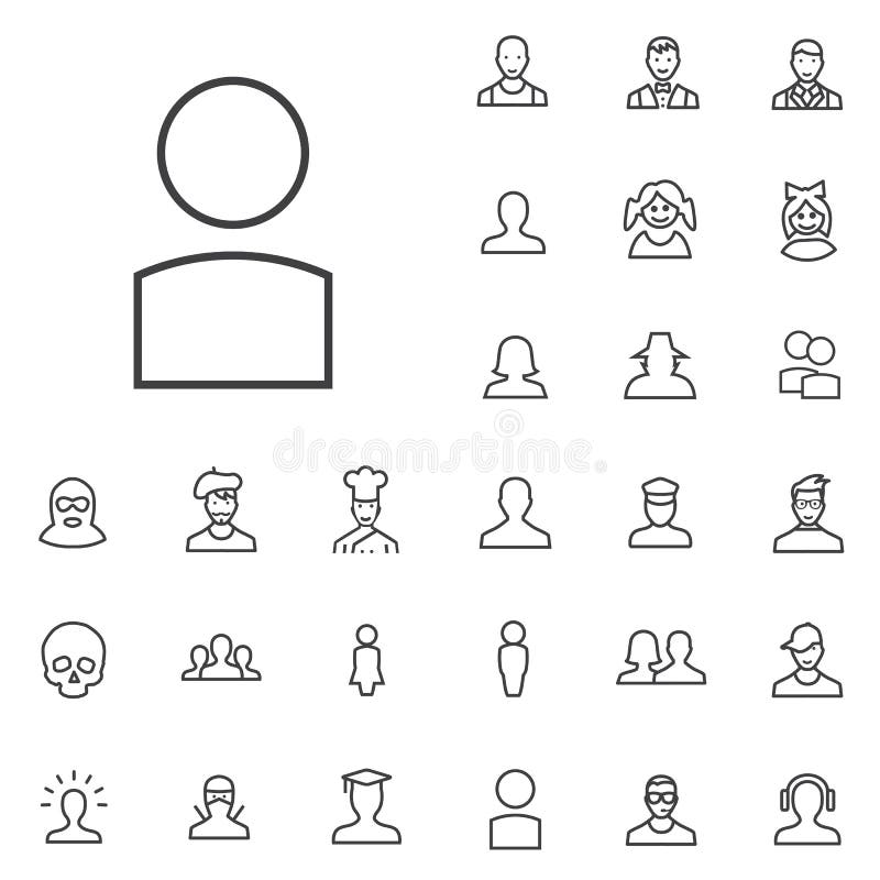 Avatar Outline, Thin, Flat, Digital Icon Stock Vector - Illustration of ...