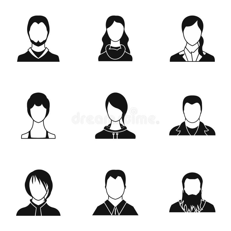Avatar People Icons Set, Simple Style Stock Vector - Illustration of ...