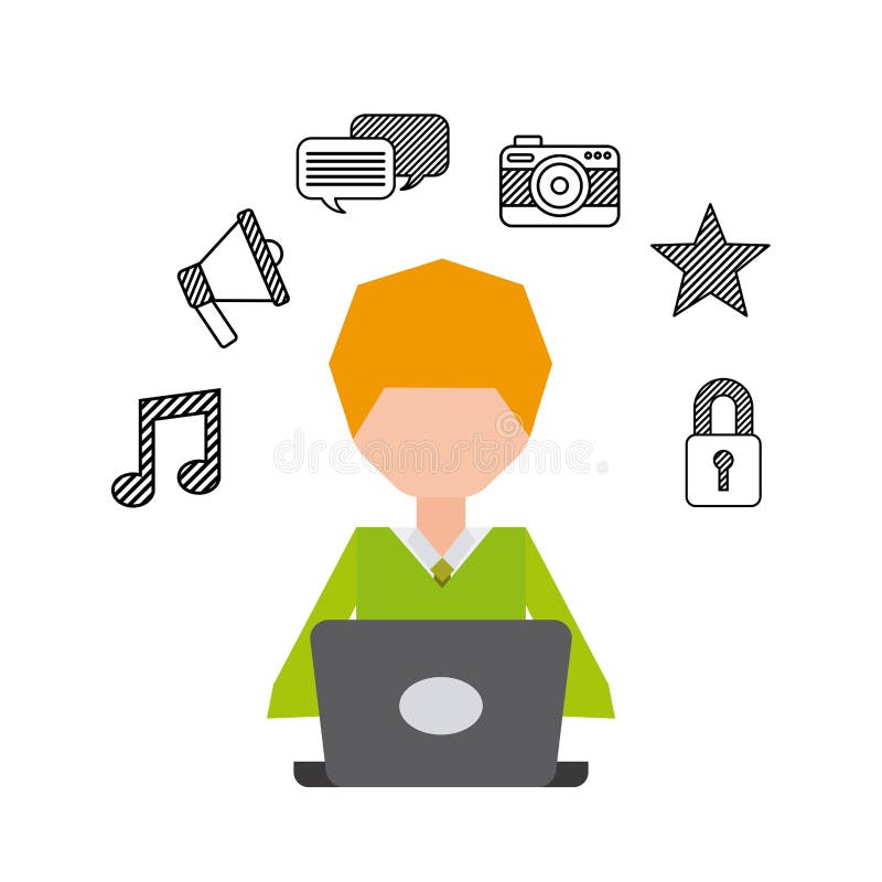 Avatar Person User Computer Stock Vector - Illustration of media ...