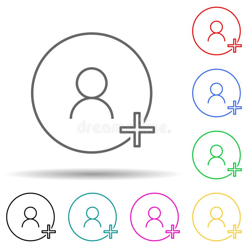 Avatar Plus Multi Color Style Icon. Simple Thin Line, Outline Vector of ...