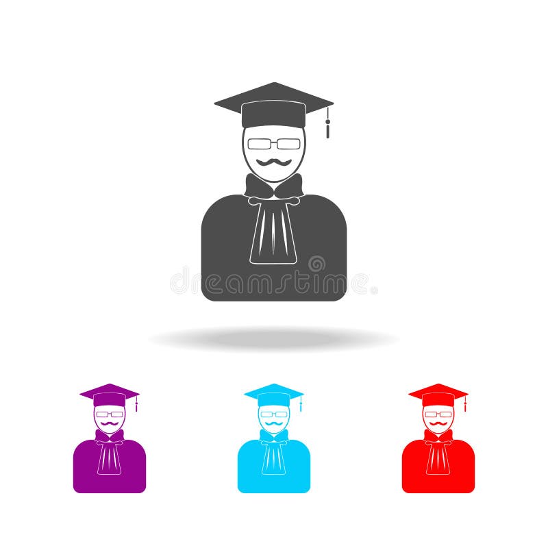 Avatar Professor Outline Icon in Blue Neon Style. Signs and Symbols Can ...