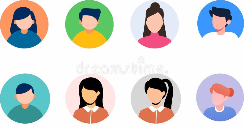Avatar Profile Icon Set Collection Stock Illustration - Illustration of ...
