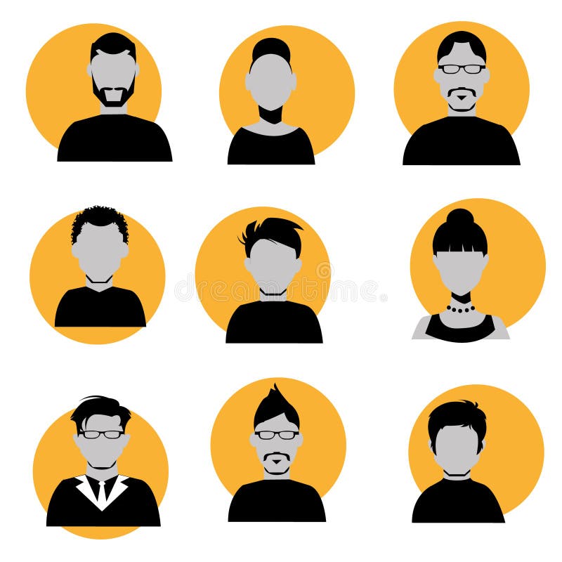 Avatar Profile Icon Set Including Male and Female Stock Illustration ...