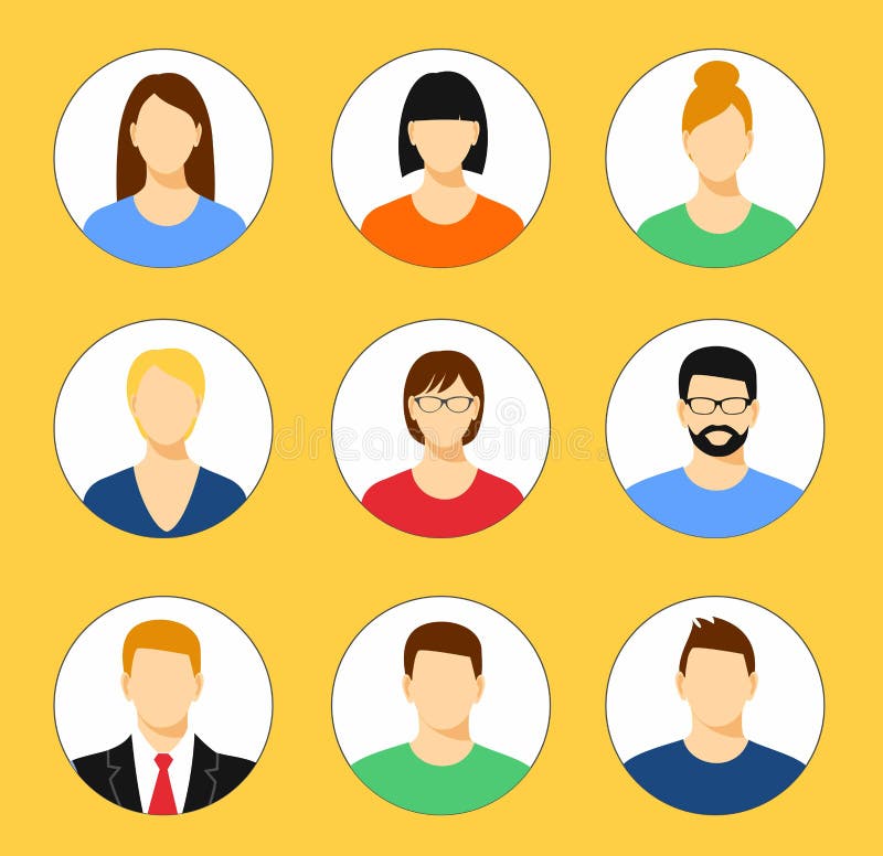 Avatar Profile Picture Icon Set Including Male and Female Stock Vector ...