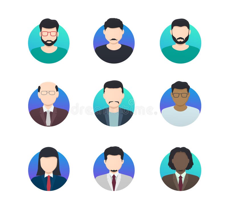 Avatar Profiles Minimalistic Icons Anonymous People of Different ...
