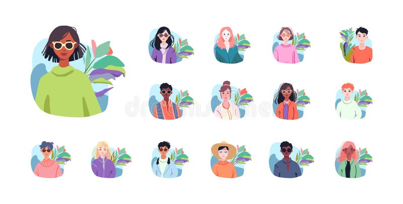 Avatar Set. Cute Characters Modern Minimalist Style Stock Vector ...