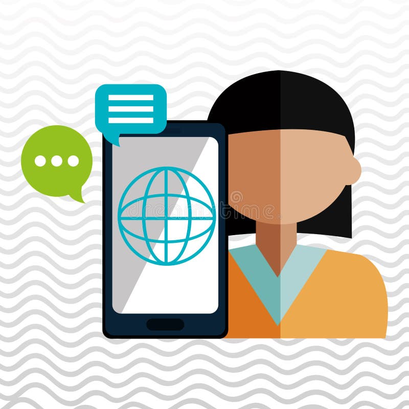 Avatar Smartphone Play Chat Stock Illustration - Illustration of ...