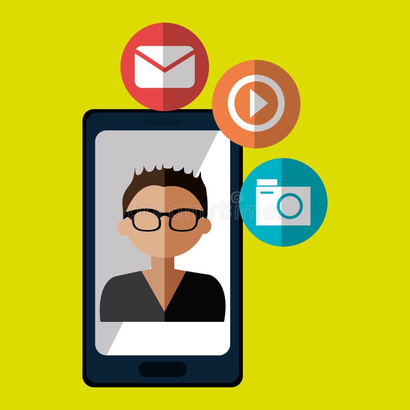 Avatar smartphone play stock illustration. Illustration of multimedia ...