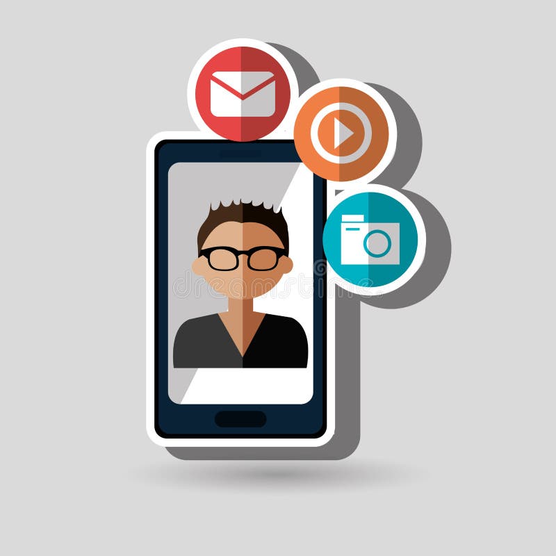 Avatar smartphone play stock illustration. Illustration of isolated ...