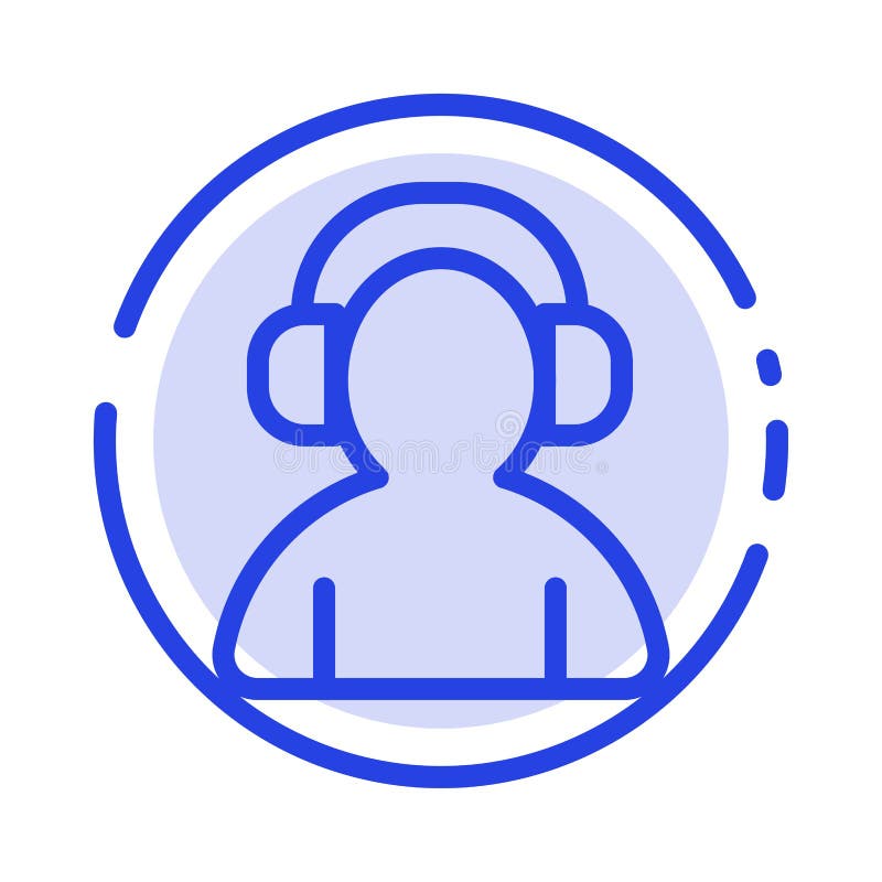 Avatar, Support, Man, Headphone Blue Dotted Line Line Icon Stock Vector ...