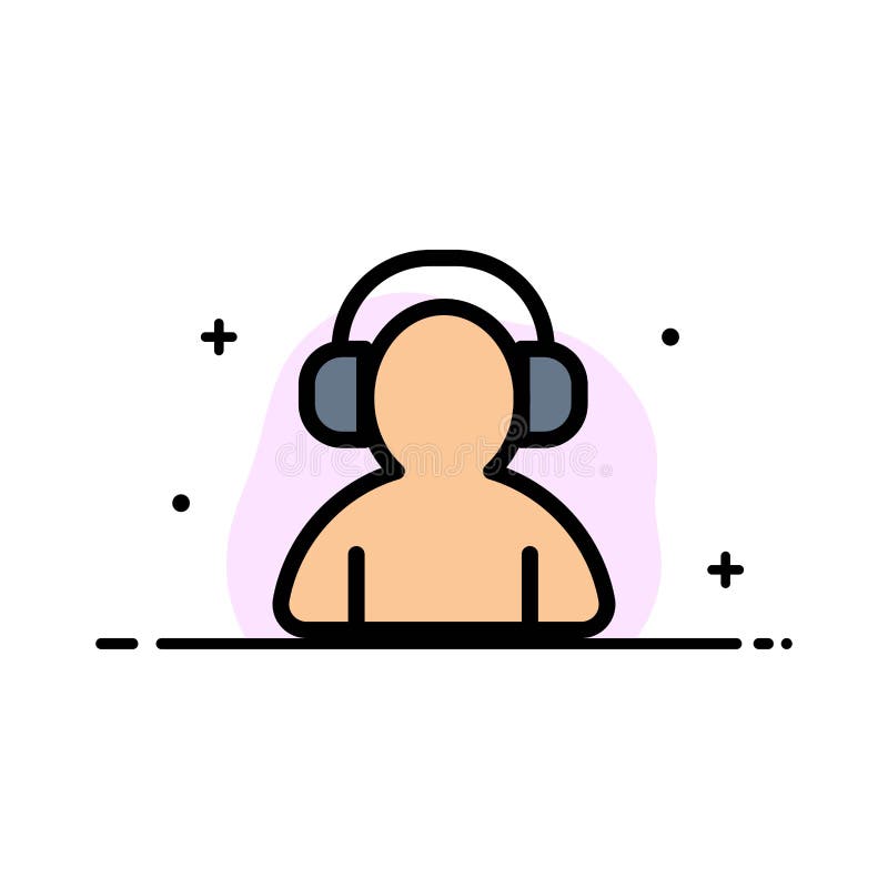 Avatar, Support, Man, Headphone Business Flat Line Filled Icon Vector ...