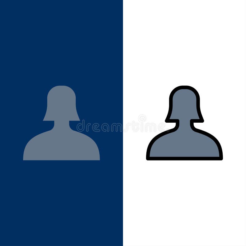 Avatar, Support, Woman Icons. Flat and Line Filled Icon Set Vector Blue ...