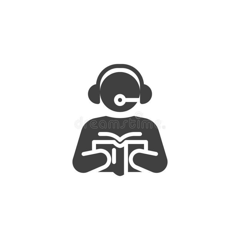 Avatar of a Tutor with a Headset and Book Vector Icon Stock ...