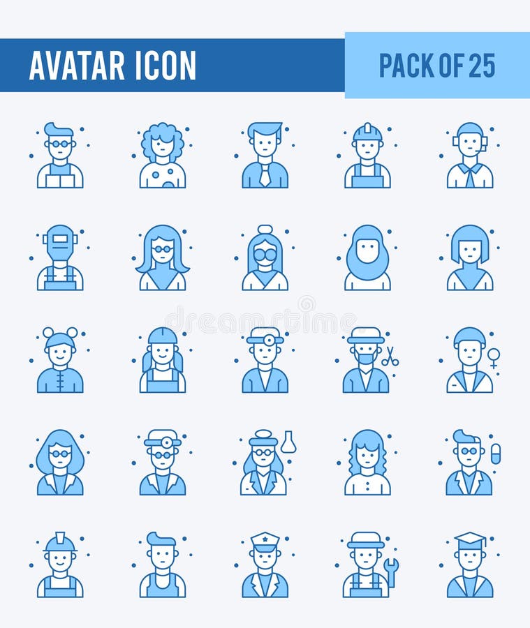 25 Avatar. Two Color Icons Pack. Vector Illustration Stock Vector ...