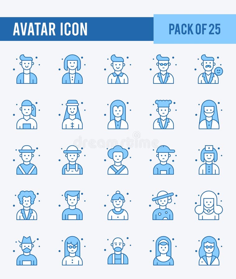 25 Avatar. Two Color Icons Pack. Vector Illustration Stock Vector ...