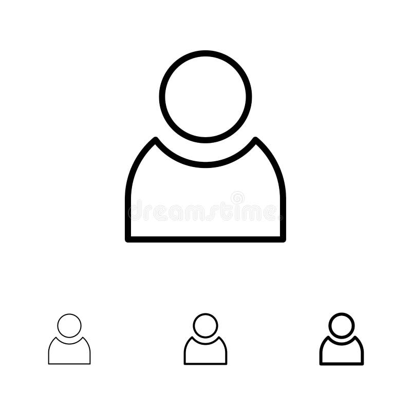 Avatar, User, Basic Bold and Thin Black Line Icon Set Stock Vector ...