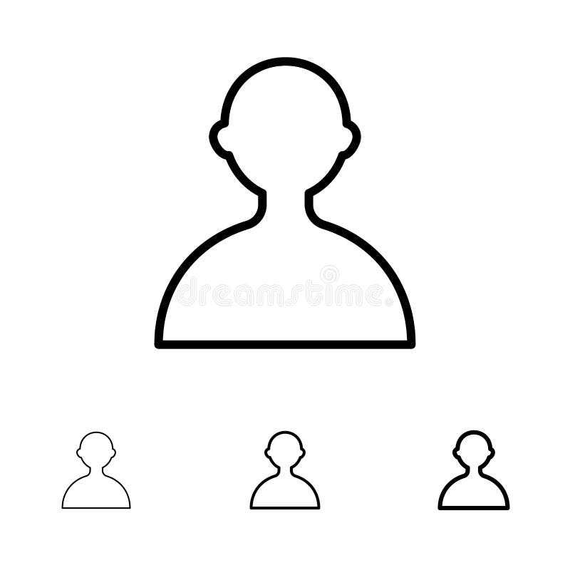 Avatar, User, Basic Bold and Thin Black Line Icon Set Stock Vector ...