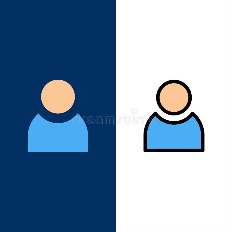 Avatar, User, Basic Icons. Flat and Line Filled Icon Set Vector Blue ...