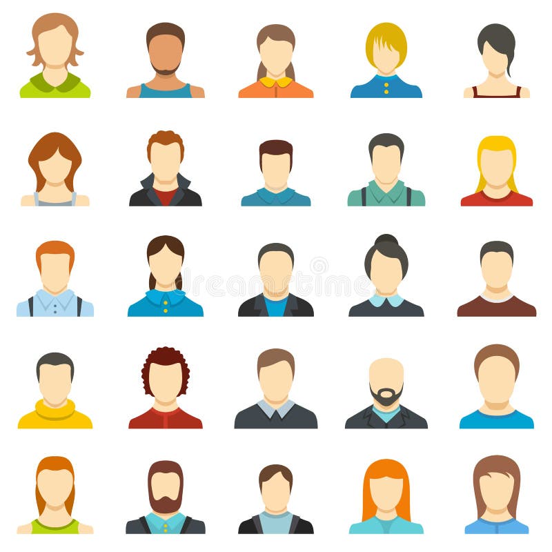 Avatar User Icon Set Isolated, Flat Style Stock Vector - Illustration ... Avatar User Icon Set Isolated, Flat Style Stock Vector - Illustration ...