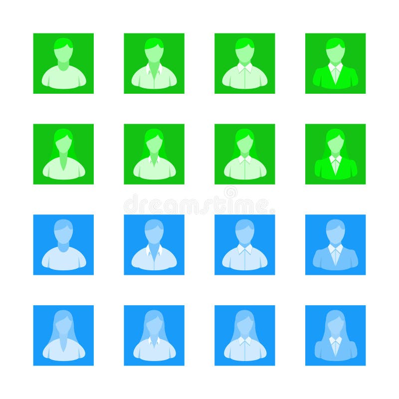 Avatar User Icons. Web Flat Colors Face. Vector Collection of Avatars ...
