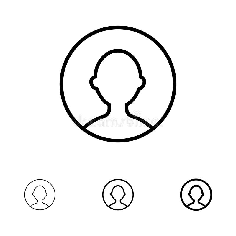 Avatar, User, Profile Bold and Thin Black Line Icon Set Stock Vector ...