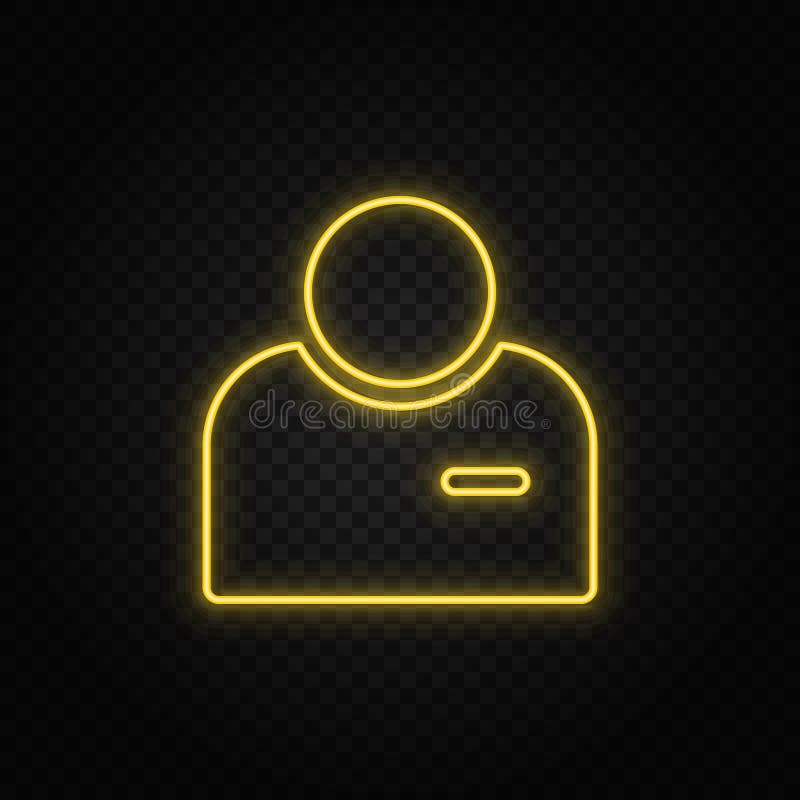 Avatar, User Yellow Neon Icon .Transparent Background Stock Vector ...