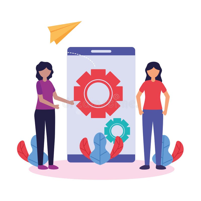 Avatar Women with Teamwork Icon Vector Design Stock Illustration ...