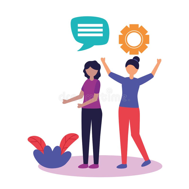 Avatar Women with Teamwork Icon Vector Design Stock Illustration ...