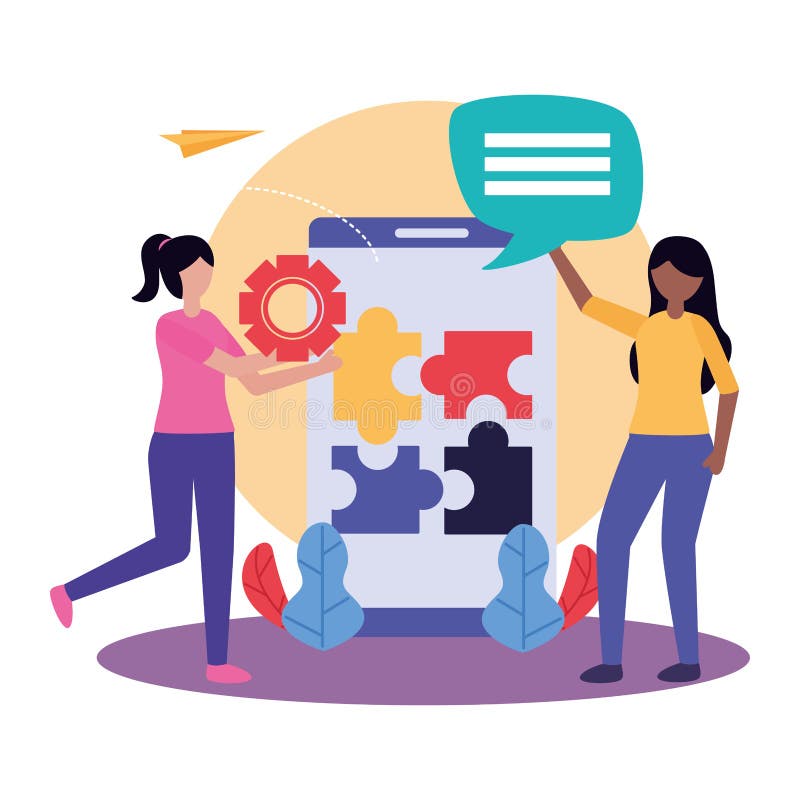 Avatar Women with Teamwork Icon Vector Design Stock Illustration ...