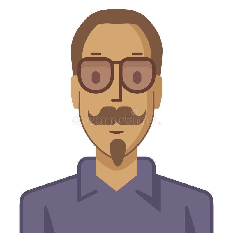 Avatar of a Young Man with Goatee and Mustache, Flat Style Stock Vector ...