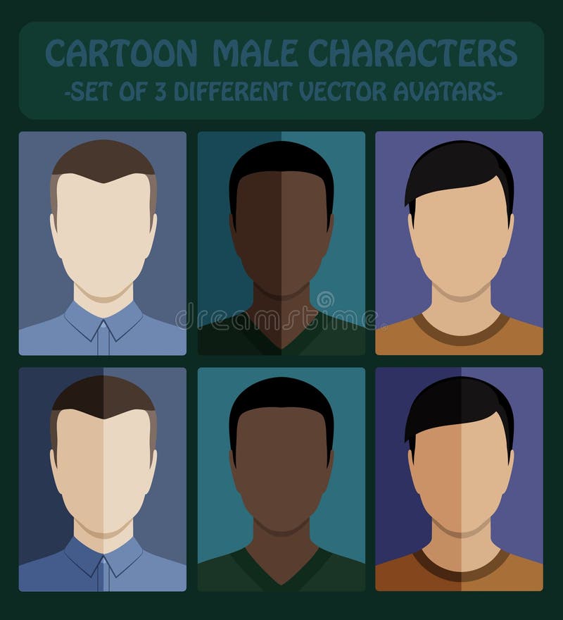 Avatares planos masculinos ilustración del vector. Ilustración de ...