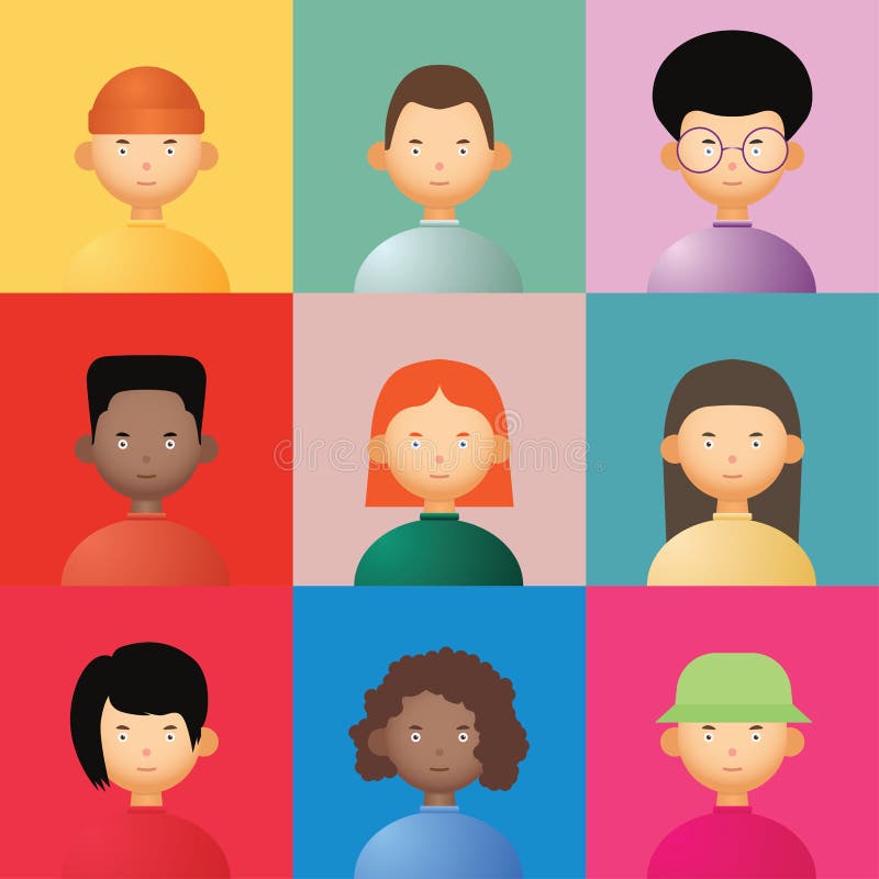 Fun and Diverse Avatar Library of the Generation Z. Stock Vector ...