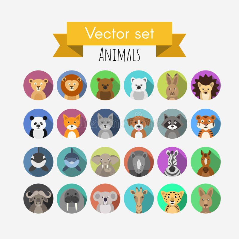 Avatars of animals stock vector. Illustration of flat - 64768356