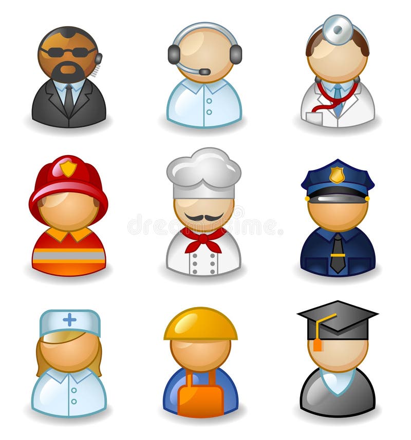 Avatars As Different Professions Stock Vector - Illustration of cute ...