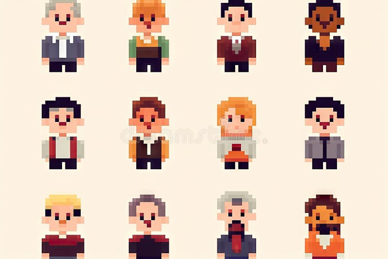Avatars, Business People 8 BIT Retro Gaming Style Stock Illustration ...