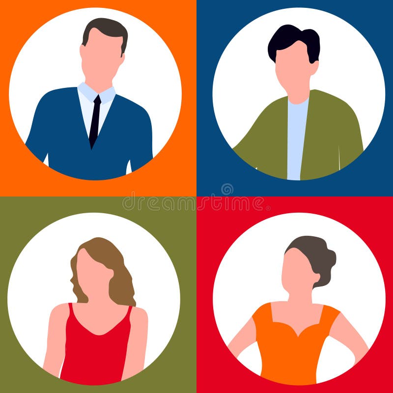 Avatars, Colored Avatars of Men and Women for Sites. Vector ...