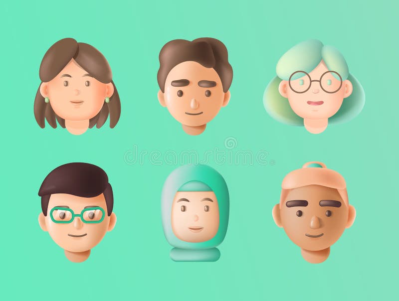Avatars of Happy People of Different Races Stock Vector - Illustration ...