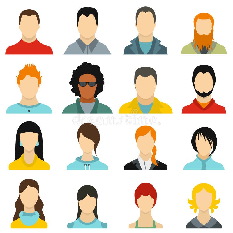 Avatars Icons Set, Flat Style Stock Vector - Illustration of character ...