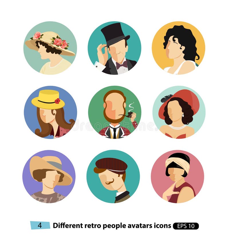 Retro Avatars Cartoon People Vector Cartoon Isolated Stock Vector ...
