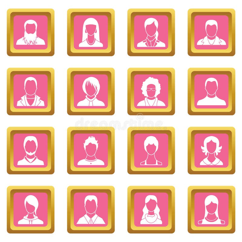 Avatars set icons pink stock vector. Illustration of businessman - 98479295