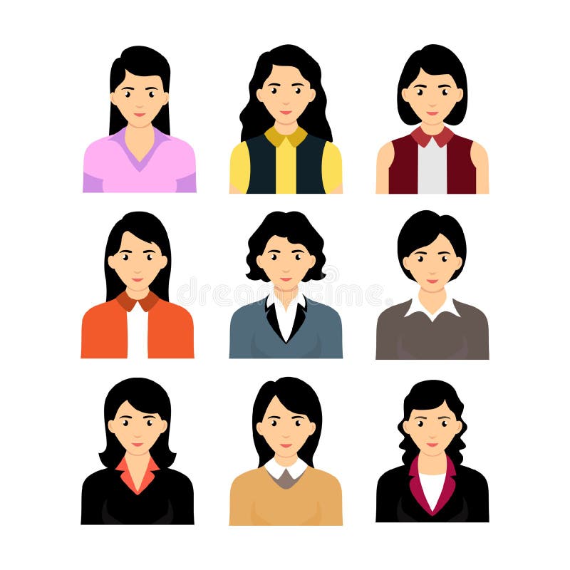 People Avatars Business Women Characters Stock Vector - Illustration of ...