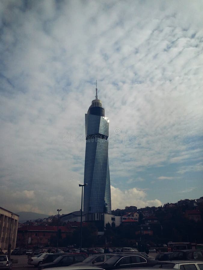 Avaz Twist Tower in Sarajevo, Bosnia and Herzegovina, Beautiful Blue ...
