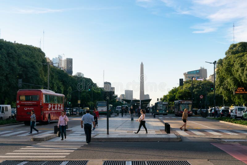 Avenida 9 De Julio and Obelisco De Buenos Aires in the Background ...