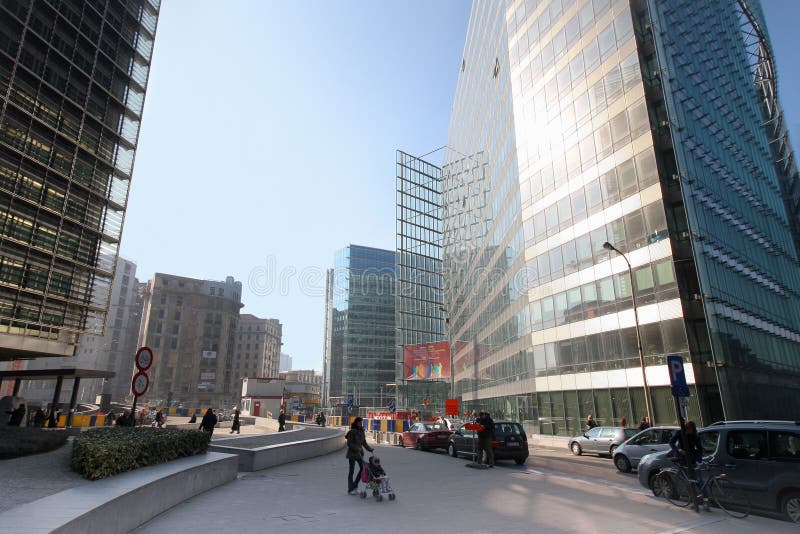 Avenue in Modern City, People Walking Editorial Stock Photo - Image of ...