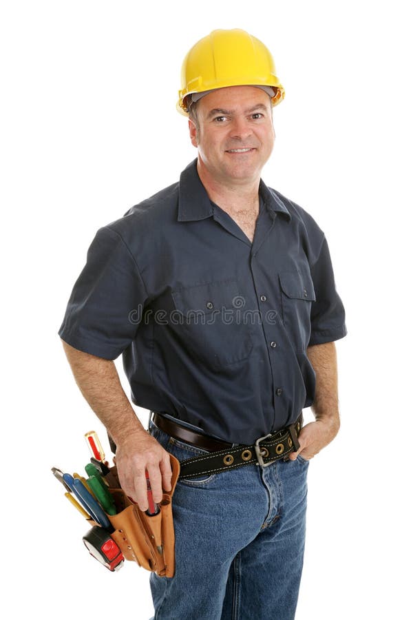 Full Length Construction Worker Stock Image - Image of document, notes ...
