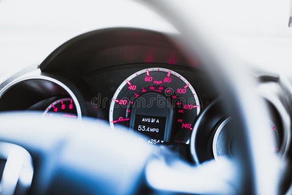 Average Fuel Consumption Display on a Dashboard Stock Photo - Image of ...