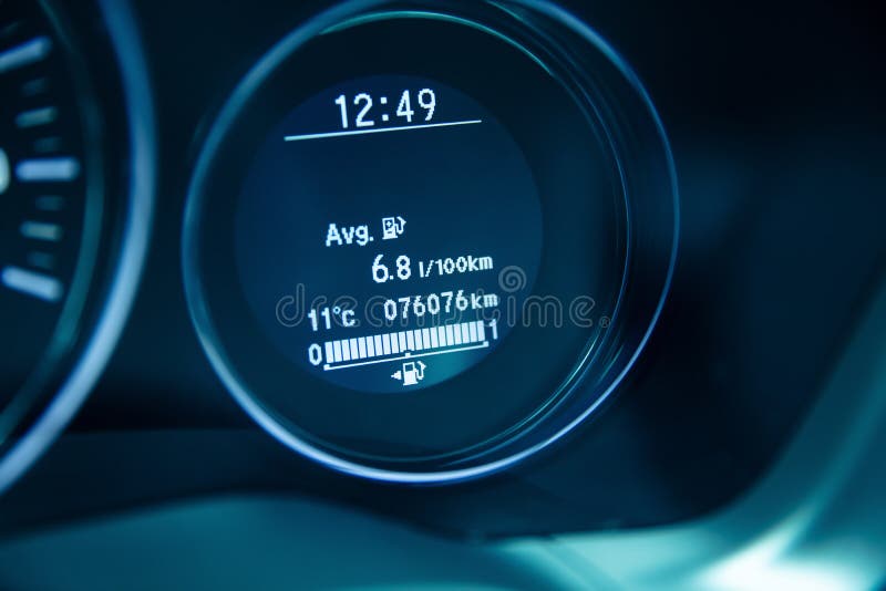 Average Fuel Usage on the Dashboard Stock Photo - Image of control ...